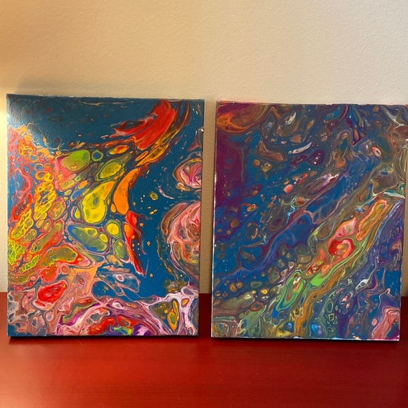 Art | Original Handmade Acrylic Poured Canvas 8x1 Set | Poshmark